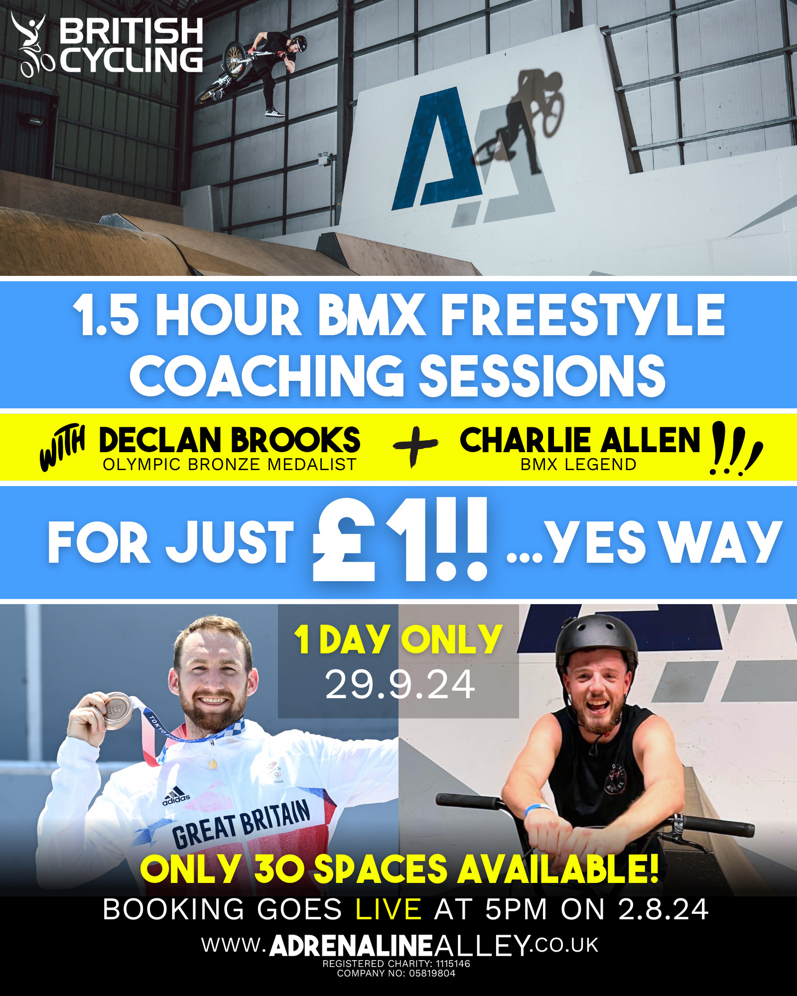 BMX COACHING WITH OLYMPIC MEDALIST FOR JUST £1!